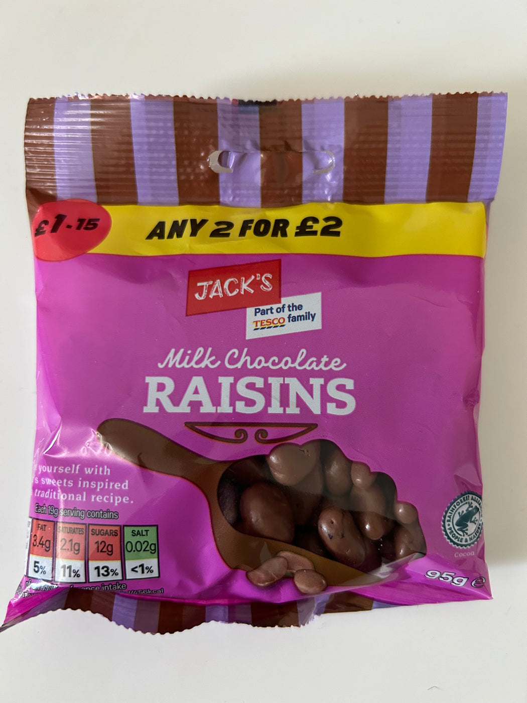 Jack's Milk Chocolate Raisins - 95g — MK Friends Shop